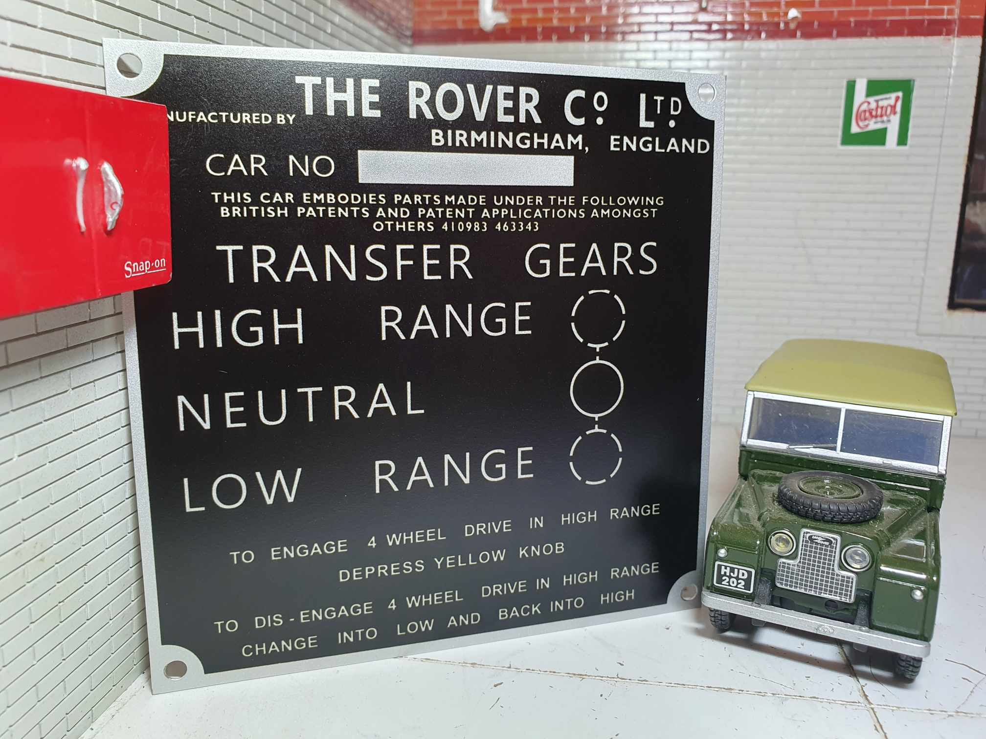 Land Rover Series 1 2 88 109 Plaque d'information/Plaque d'engrenage d ...