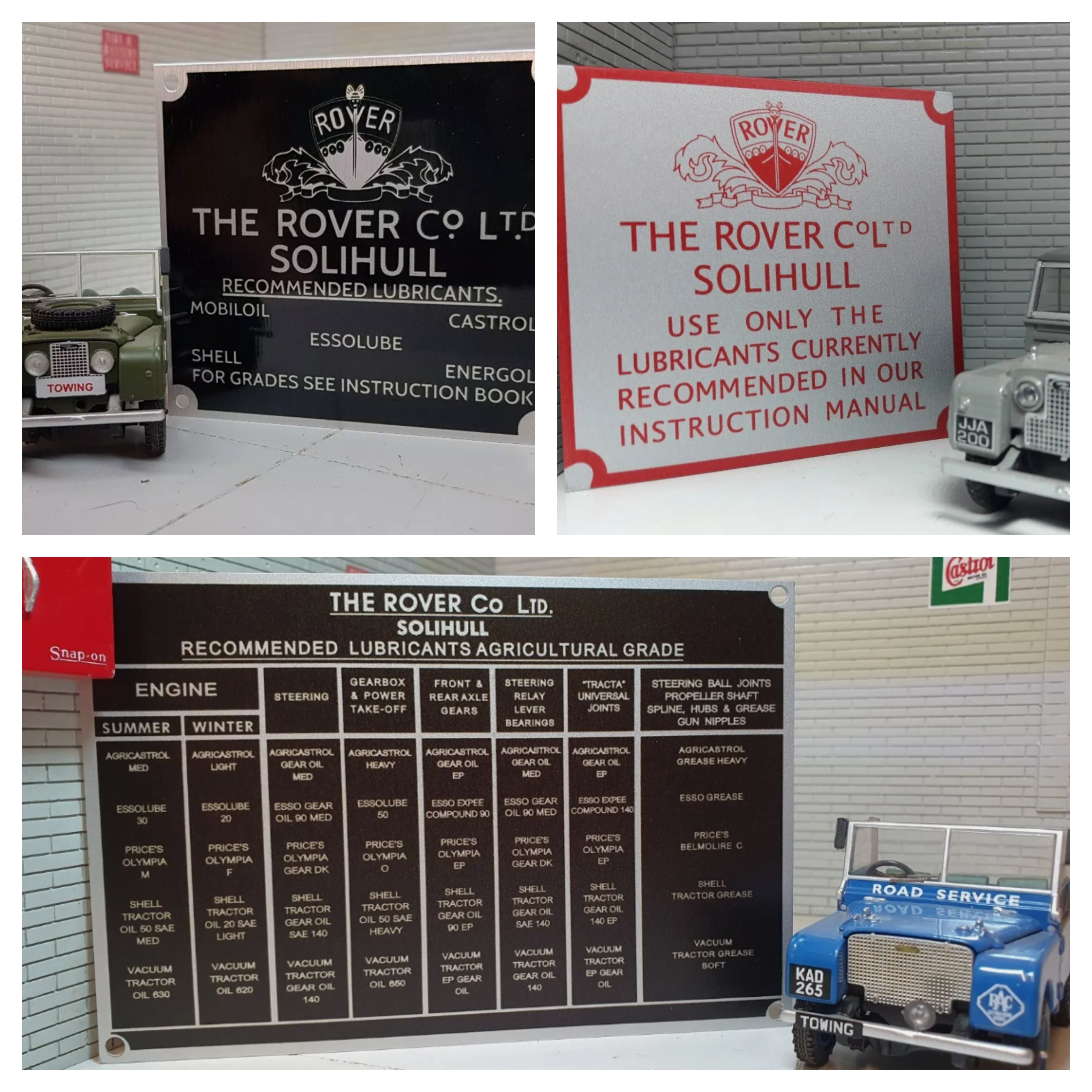 Land Rover Series 1 Lubricants Oil Information Plates (Variants Availa ...