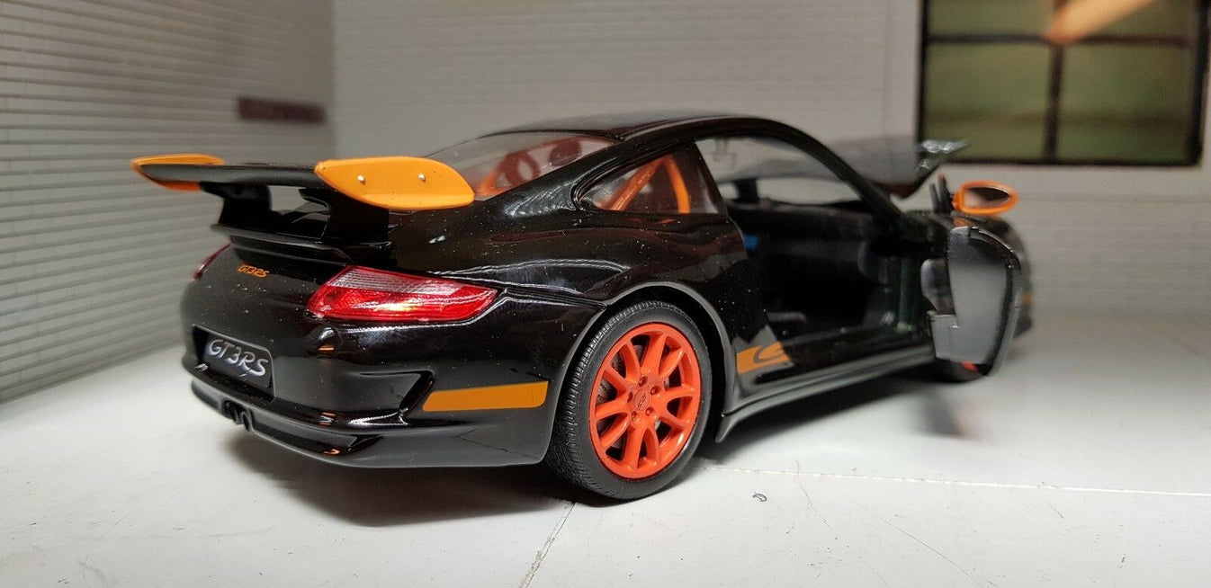 1:24 Scale Model Porsche 911 GT3 RS Turbo Black 997 Detailed Welly Die ...